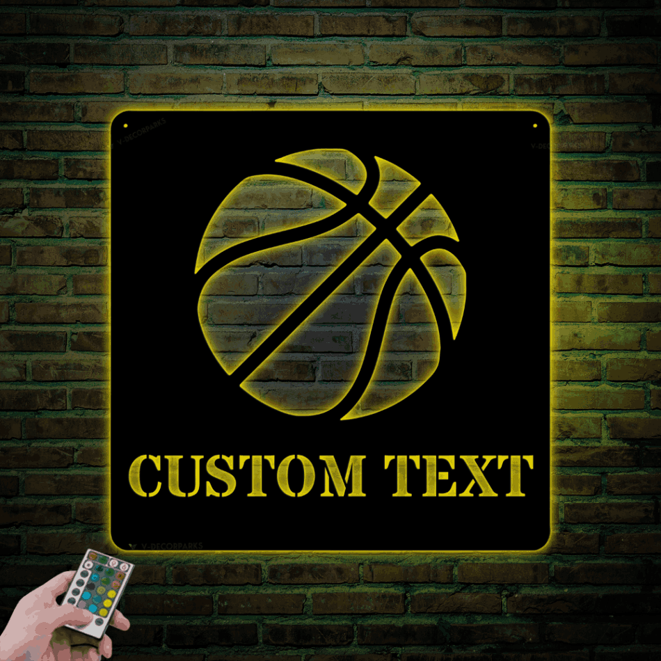 Custom Basketball Metal Wall Art With Led Lights, Personalized Wall ...