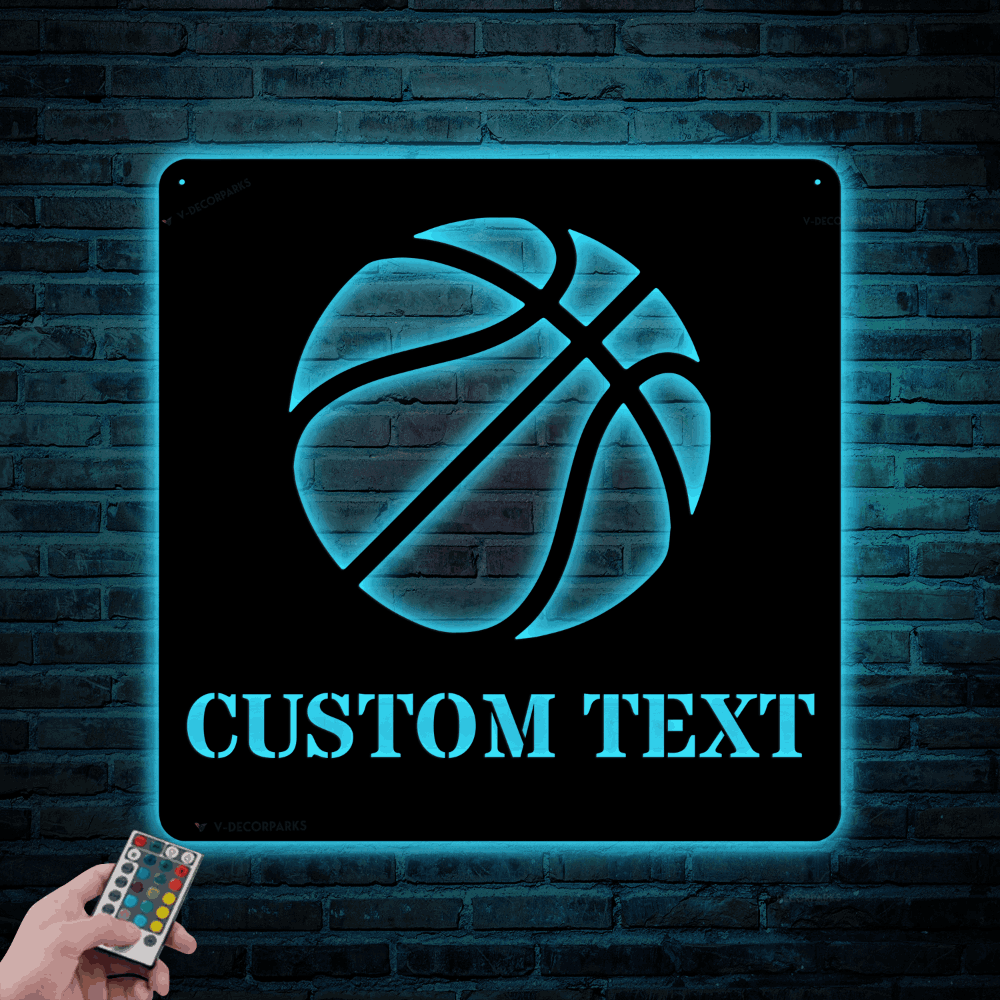 Custom Basketball Metal Wall Art With Led Lights, Personalized Wall ...