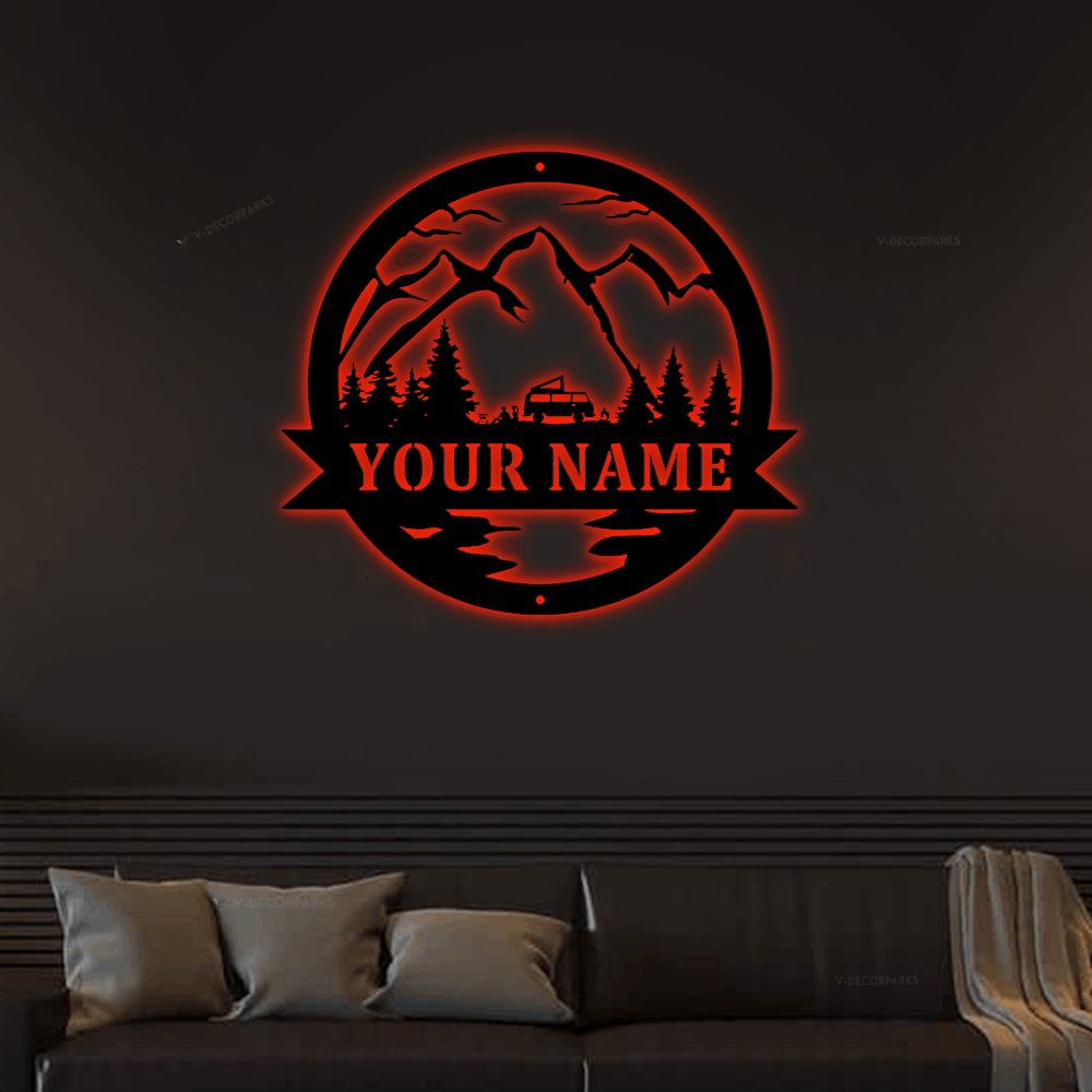 Custom Bass Family Lake Sign With Led Lights, Decor Metal Lake House ...