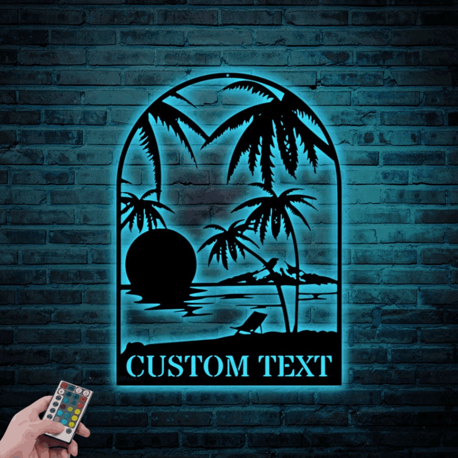 Custom Beach Decor Led Lights, Beach Metal Wall Art, Nautical Decor ...