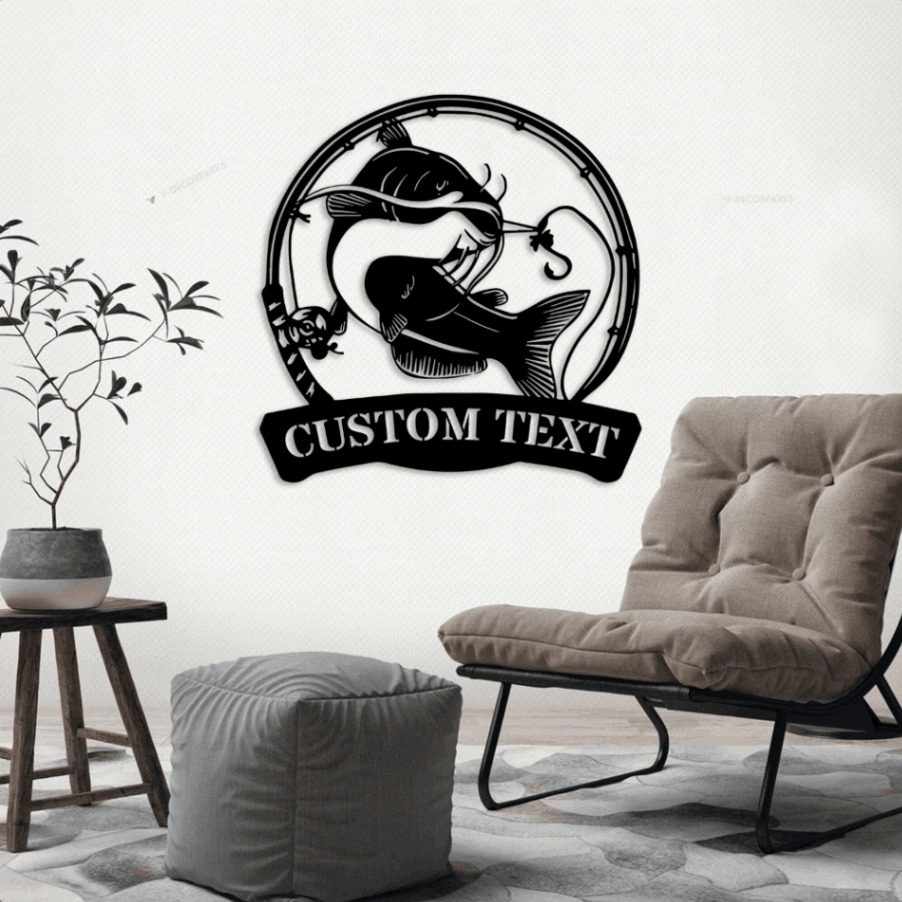 Custom Black Bullhead Catfish Fishing Metal Sign Led Lights ...