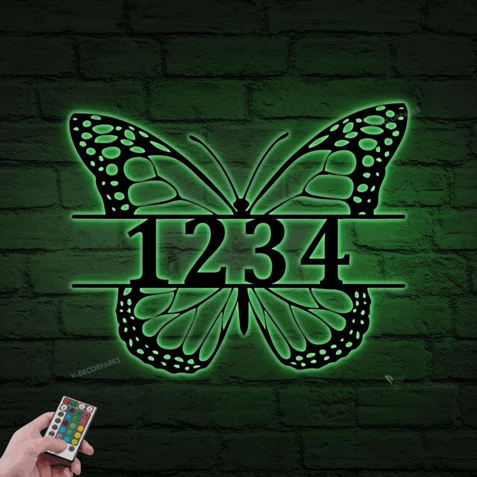 Vertical Home Address Sign With Led Lights, Metal Vertical Numbers ...