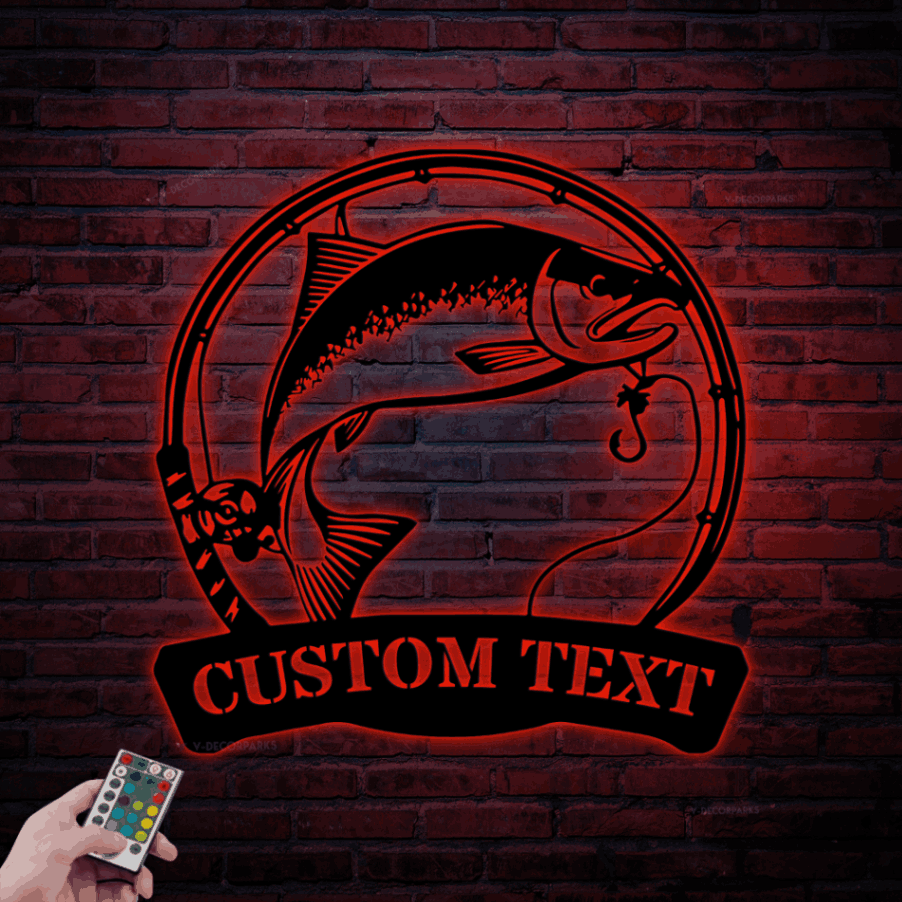 Custom Coho Salmon Fishing Metal Sign Led Lights, Personalized Fisher ...
