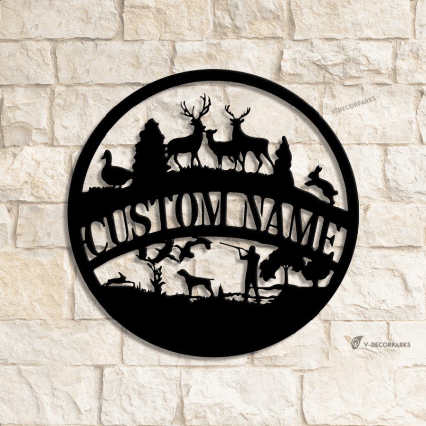 Custom Deer Duck Hunting Metal Wall Art Led Light, Personalized Hunter ...
