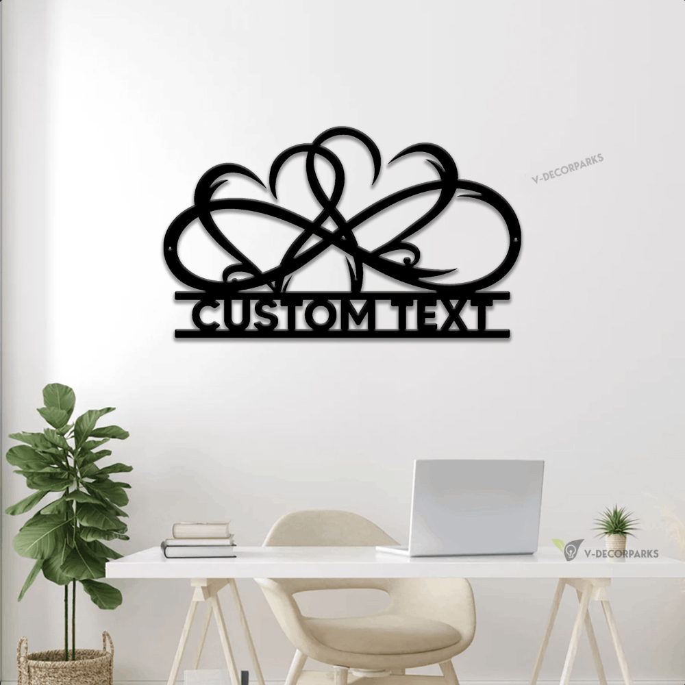 Custom Dual Heart Metal Wall Art With Led Lights, Metal Hear Infinity ...