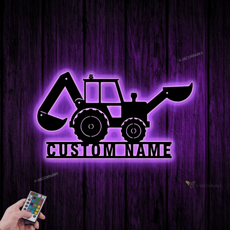 Custom Excavator Driver Metal Wall Art Led Light, Personalized ...