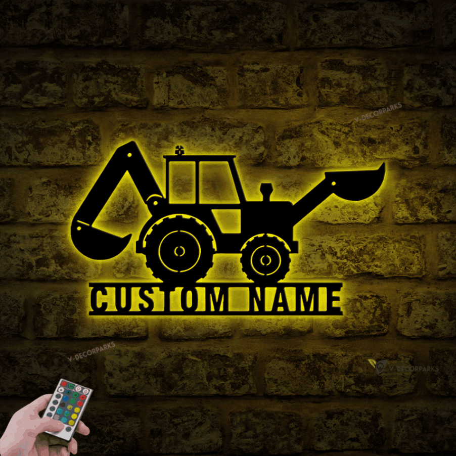 Custom Excavator Driver Metal Wall Art Led Light, Personalized ...