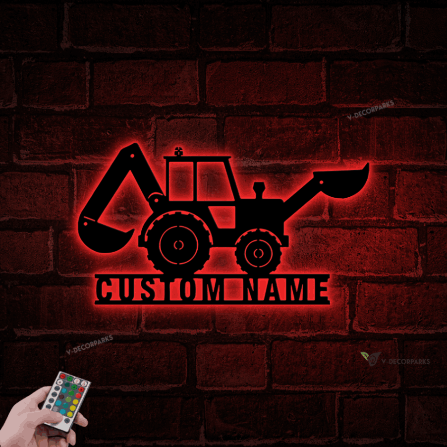 Custom Excavator Driver Metal Wall Art Led Light, Personalized ...