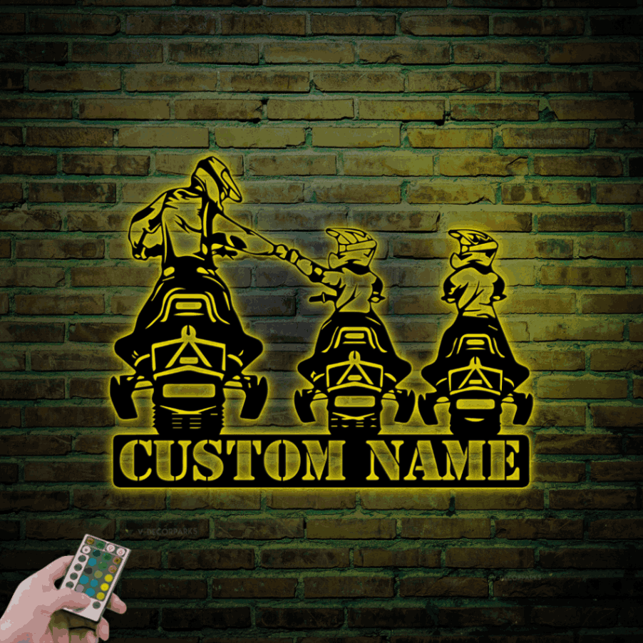 Custom Family Snowmobile Metal Sign Led Lights, Personalized Ski Doo ...
