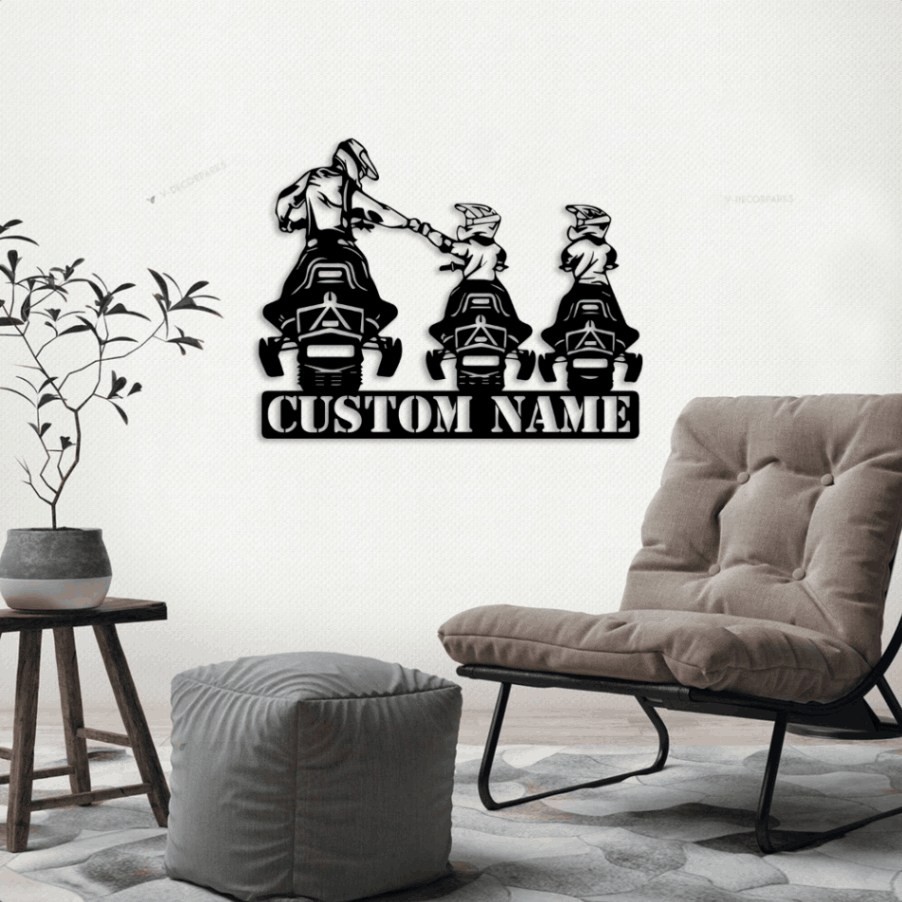 Custom Family Snowmobile Metal Sign Led Lights, Personalized Ski Doo ...