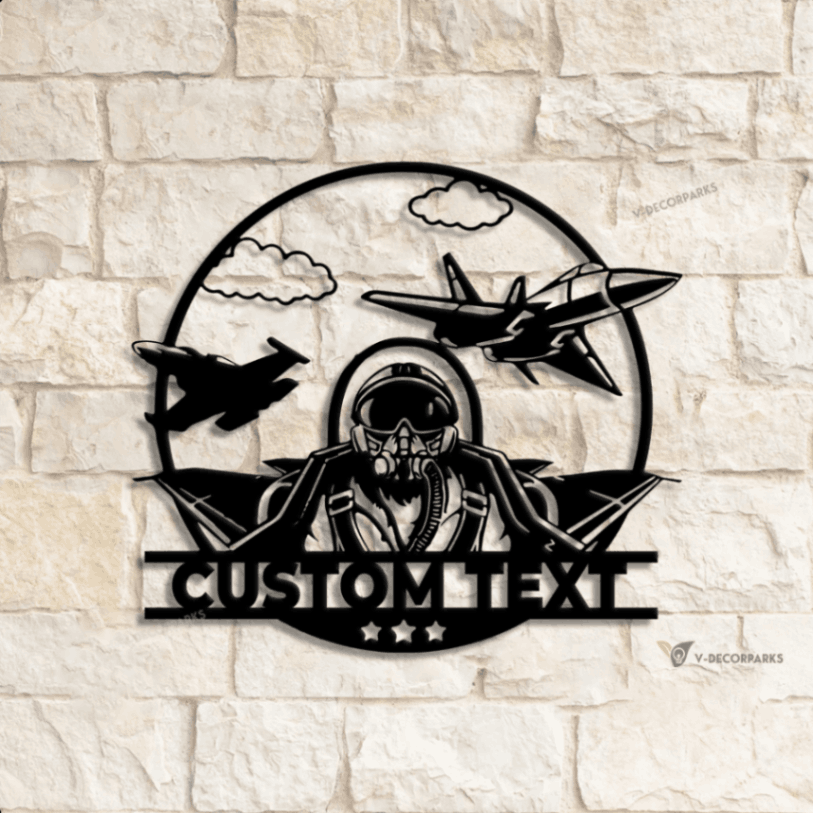 Custom Fighter Jet Pilot Metal Wall Art Led Light, Personalized ...