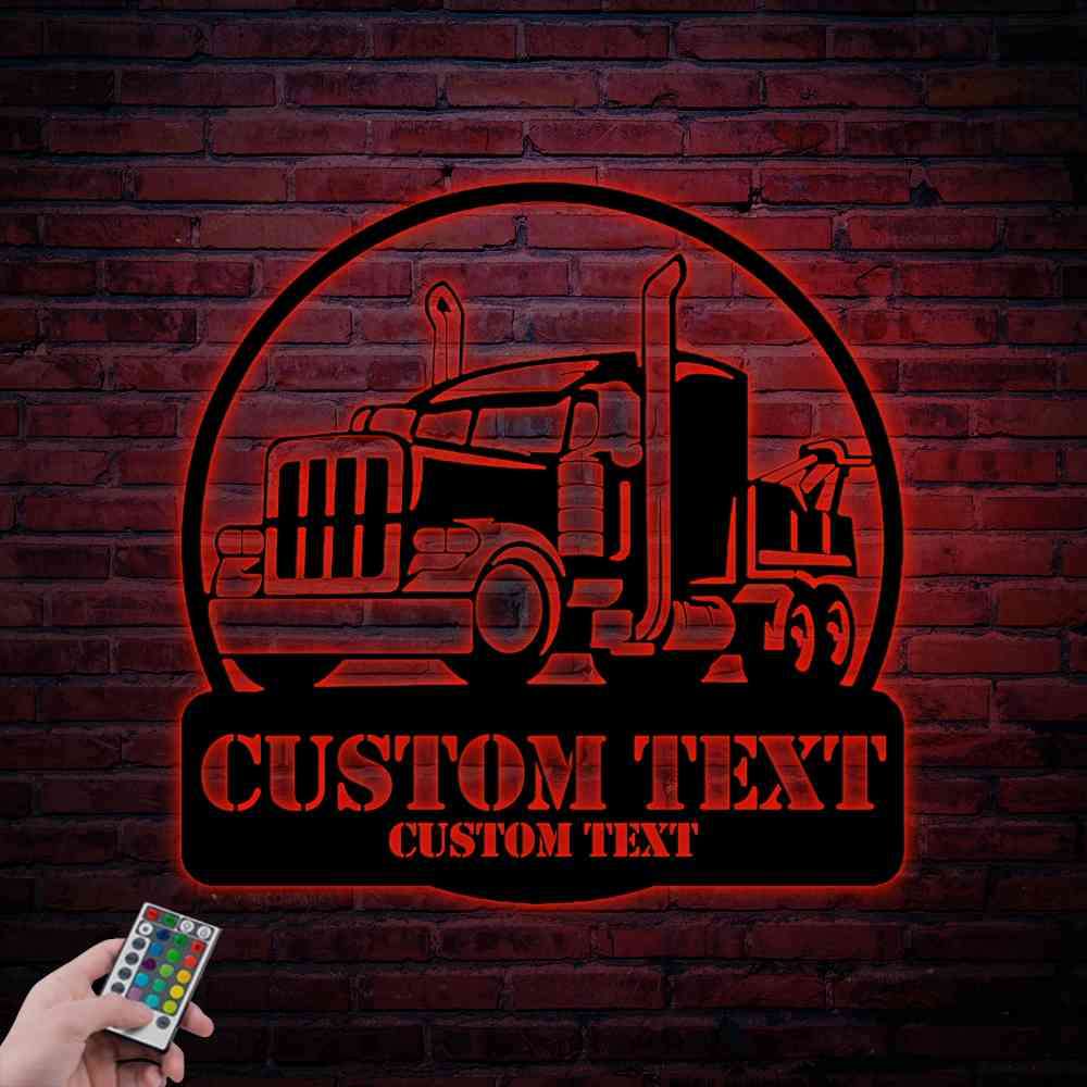 Custom Trucker Metal Sign With Led Lights, Custom Trucking Sign ...