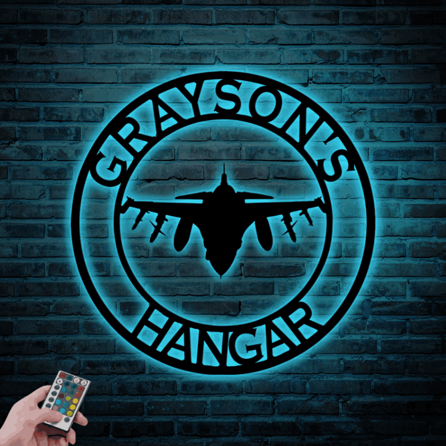 Custom Garage Sign With Led Lights, Aircraft Metal Wall Art, Air Force ...