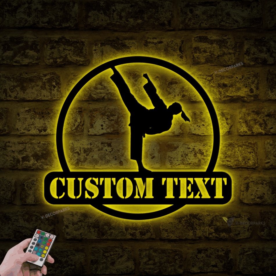 Custom Girl Taekwondo Martial Arts Metal Wall Art With Led Light ...
