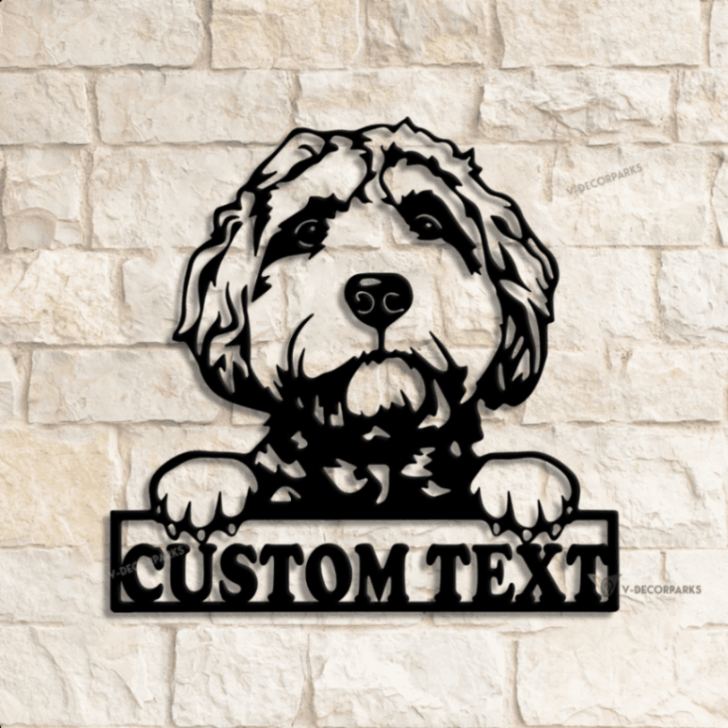 Custom Golden Doodle Metal Wall Art Led Light, Golden Doodle Metal Art ...