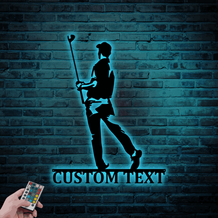 Custom Golf Sign Led Lights, Golf Metal Wall Art, Custom Name Golf Sign ...