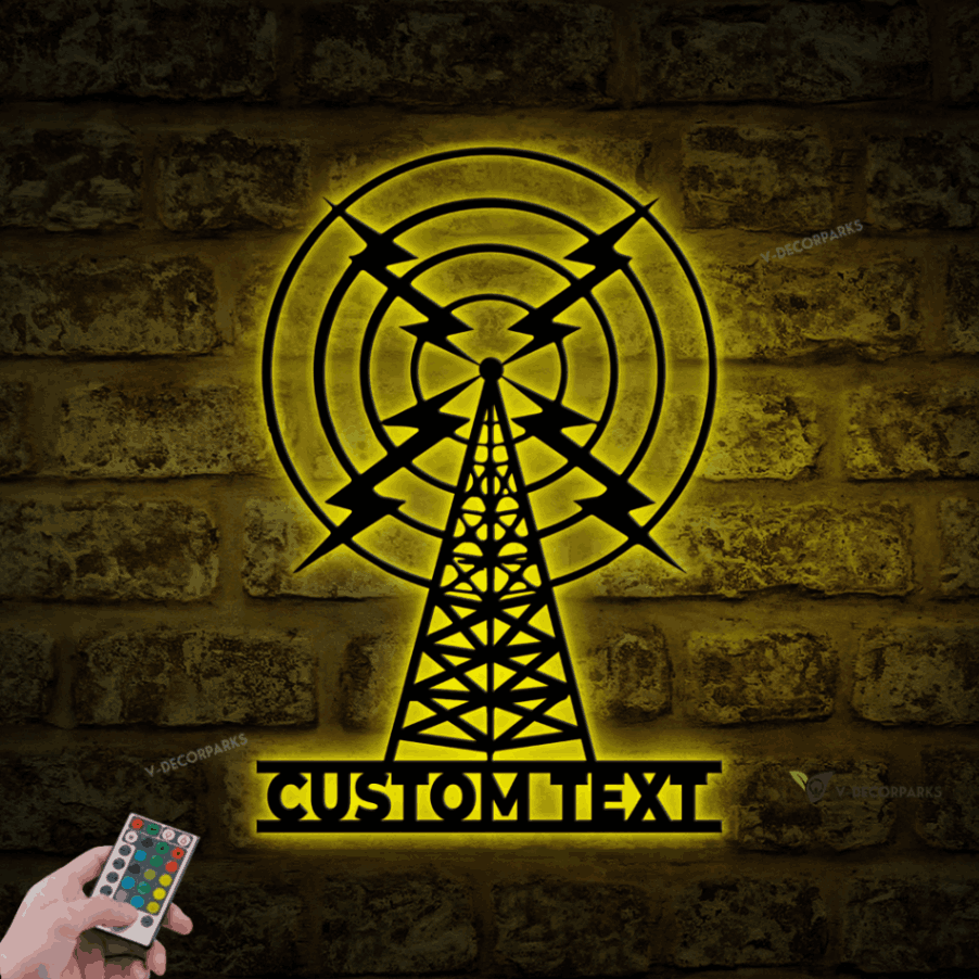 Custom Ham Radio Metal Wall Art Led Light, Personalized Amateur Radio ...