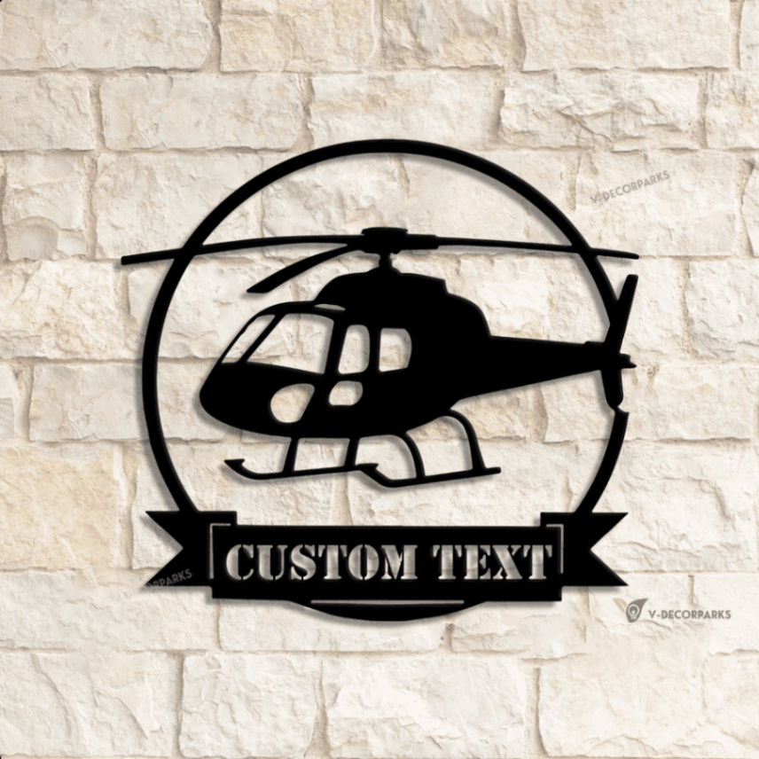Custom Helicopter Airplane Metal Sign Led Light, Helicopter Wall Art ...