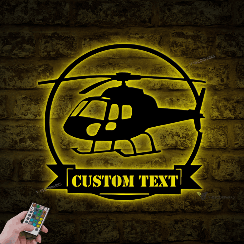 Custom Helicopter Airplane Metal Sign Led Light, Helicopter Wall Art ...