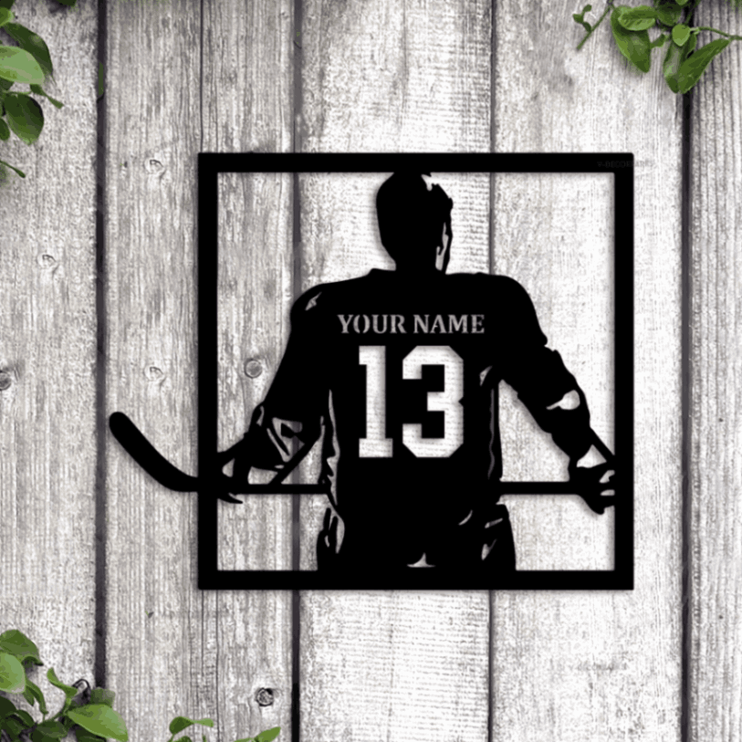 Custom Hockey Metal Sign Led Lights, Custom Name Hockey Sign, Ice ...