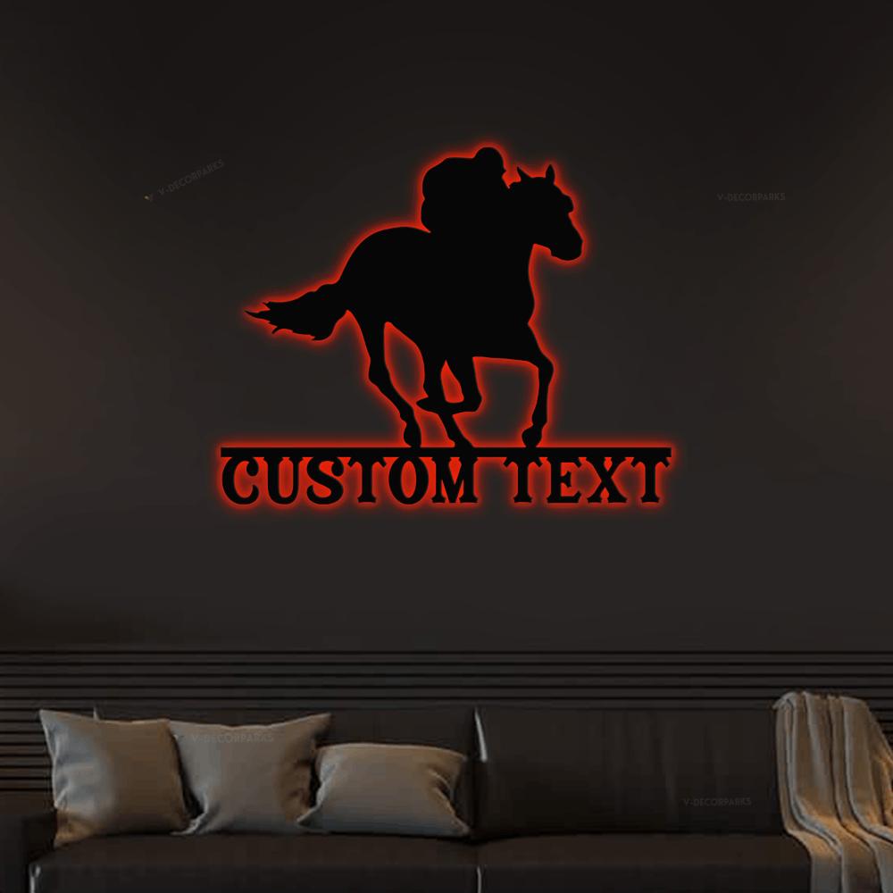 Custom Horse Racing With Led Lights, Metal Sign, Personalized Metal ... Custom Horse Racing With Led Lights, Metal Sign, Personalized Metal ...
