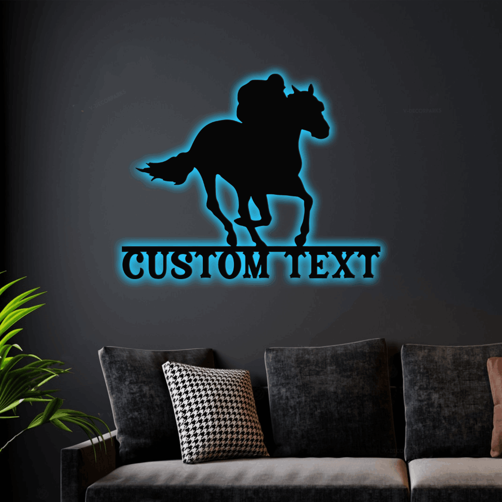 Custom Horse Racing With Led Lights, Metal Sign, Personalized Metal ...