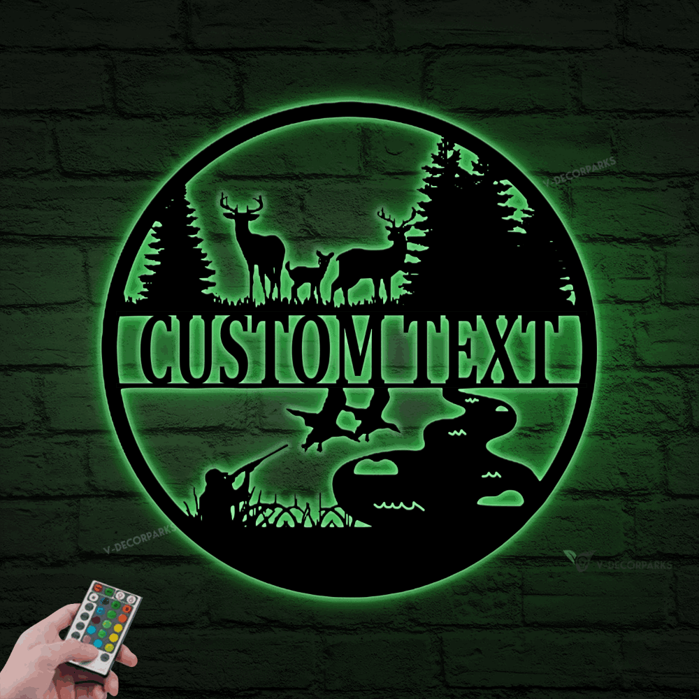 Custom Hunting Metal Sign With Led Lights, Personalized Metal Sign ...