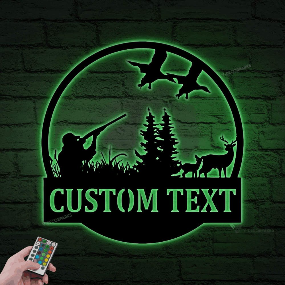 Custom Hunting Metal Sign With Led Lights, Personalized Metal Sign ...