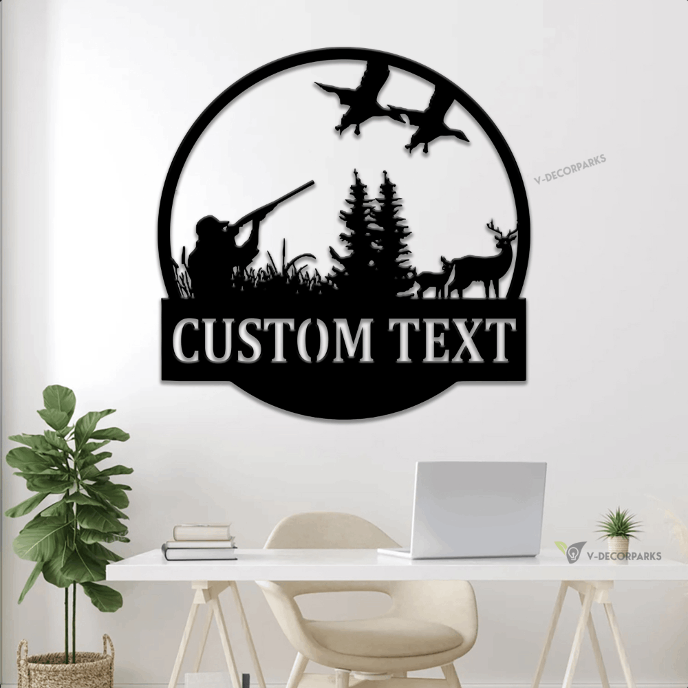 Custom Hunting Metal Sign With Led Lights, Personalized Metal Sign ...