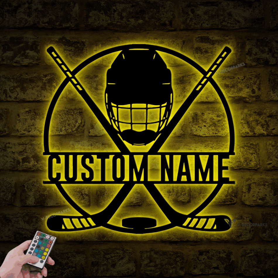 Custom Ice Hockey Metal Sign Led Light, Ice Hockey Wall Art ...