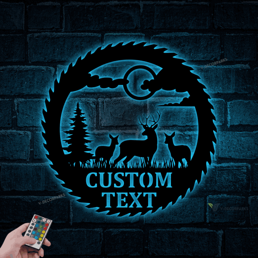 Custom Metal Deer Sign With Led Lights, Metal Deer Hunting Sign, Deer ...