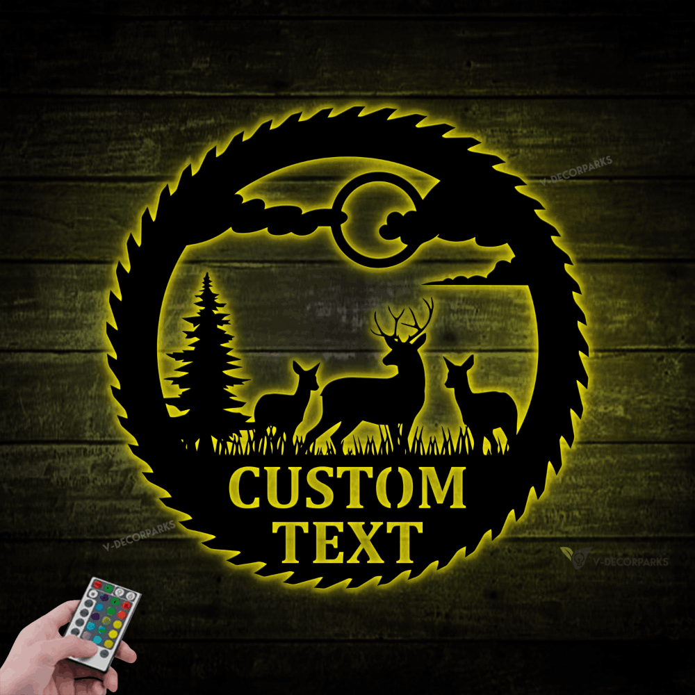 Custom Metal Deer Sign With Led Lights, Metal Deer Hunting Sign, Deer ...