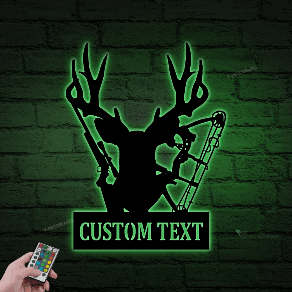 Custom Metal Hunting Sign With Led Lights, Hunting Mancave Sign, Deer ...