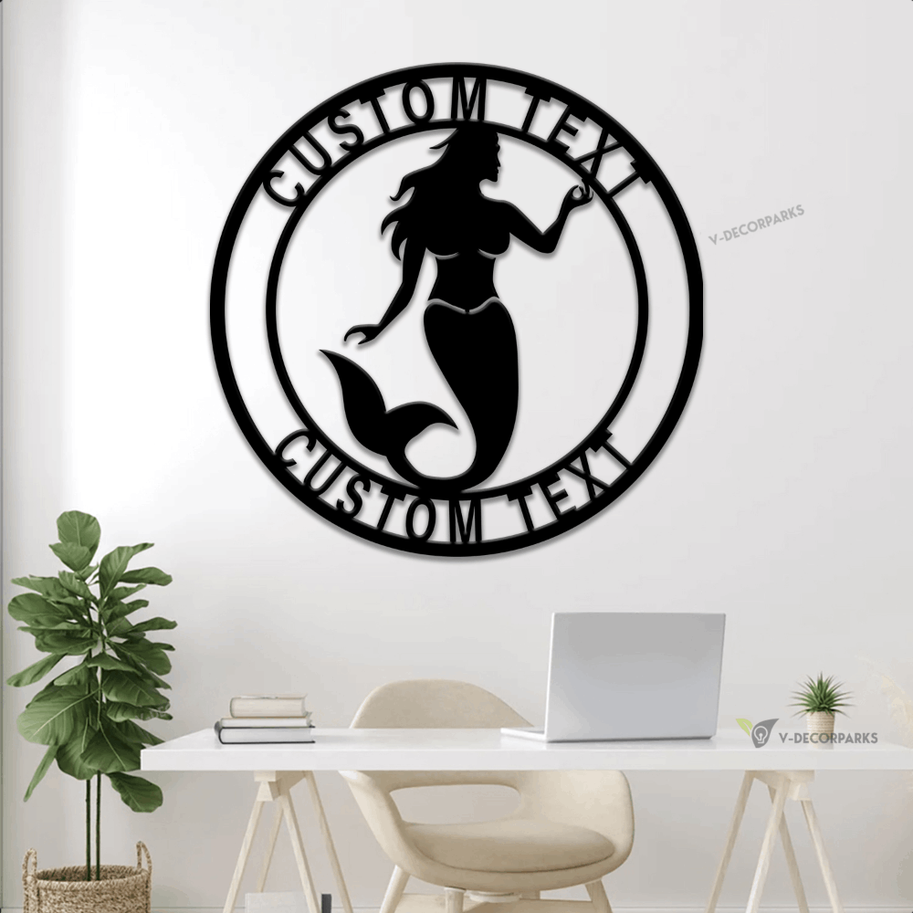 Custom Metal Mermaid Sign With Led Lights, Metal Poolhouse Sign ...