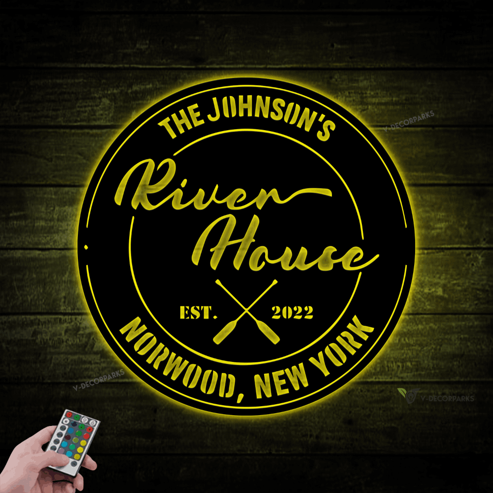 Custom Metal River House Sign With Led Lights, River House Decor ...