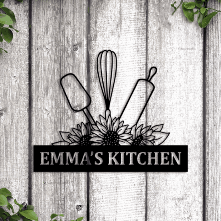 Custom Metal Sign With Led Lights For Kitchen, Personalized Kitchen ...