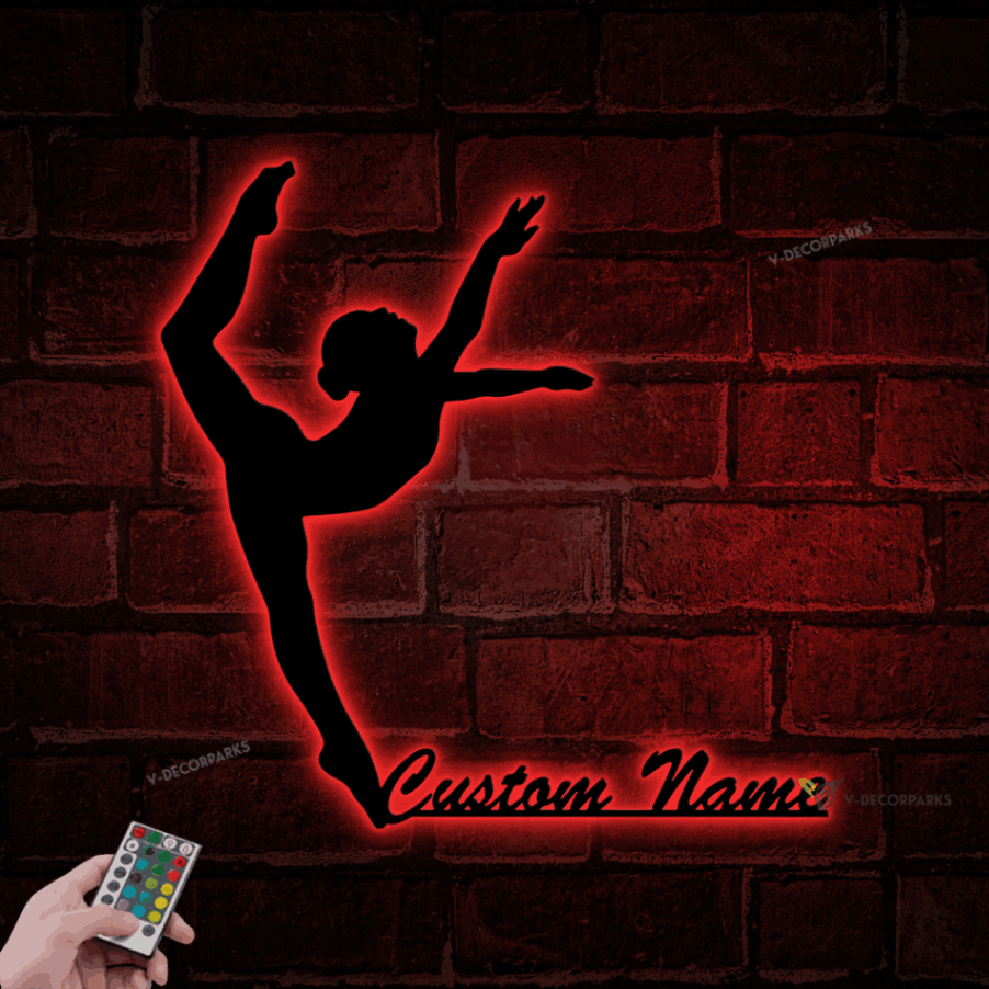 Custom Modern Dance Metal Wall Art Led Lights, Ballerina Wall Art ...