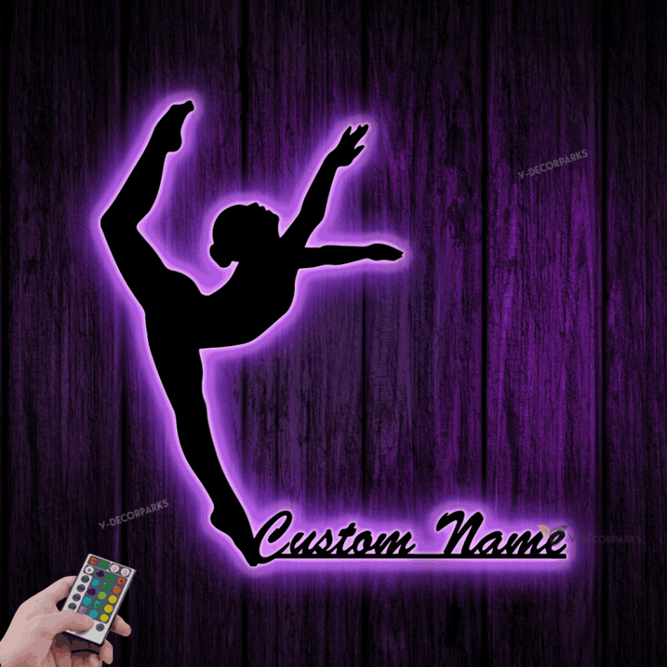 Custom Modern Dance Metal Wall Art Led Lights, Ballerina Wall Art ...