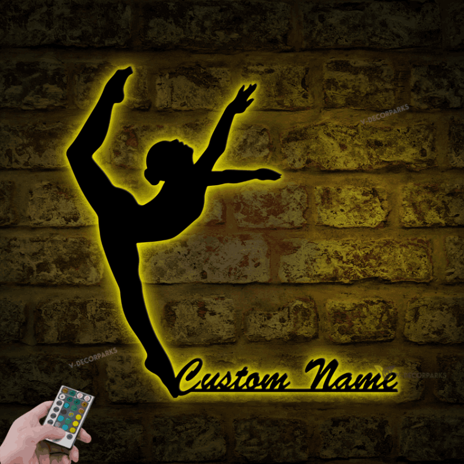 Custom Modern Dance Metal Wall Art Led Lights, Ballerina Wall Art ...