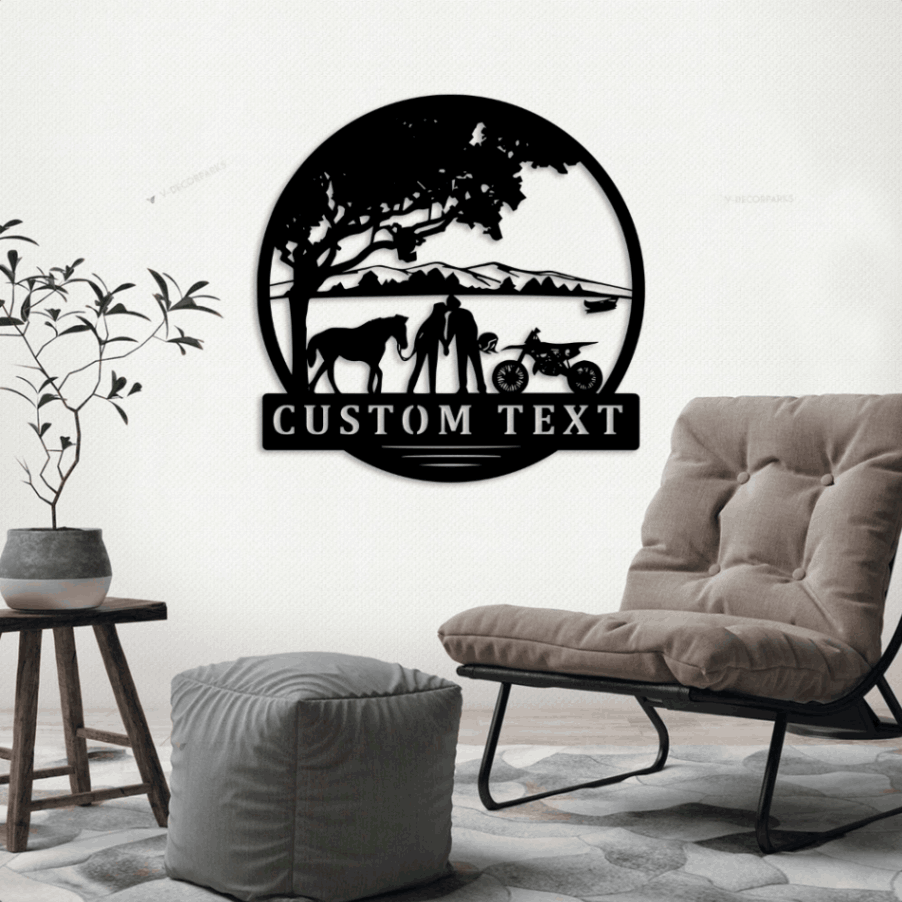 Custom Motocross Biker Cowgirl Couple Kiss Metal Sign Led Lights ...