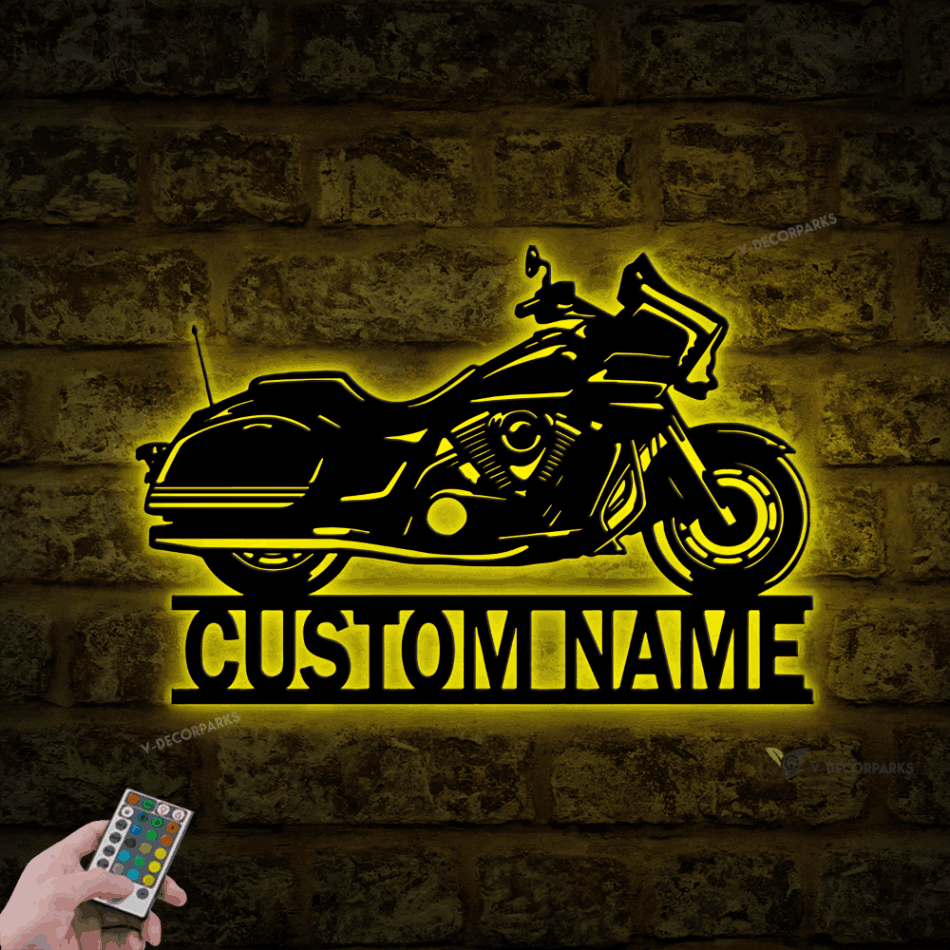 Custom Motocross Biker Metal Wall Art Led Lights, Motorcycle Metal Wall ...