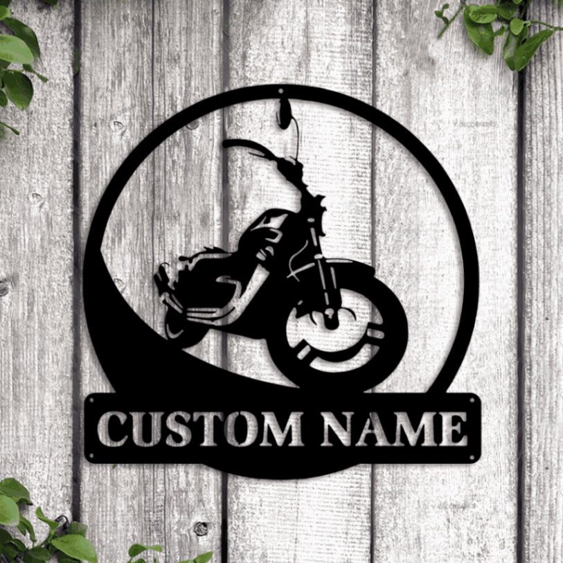 Custom Motorcycle Garage Metal Sign With Led Lights, Biker Wall Sign ...