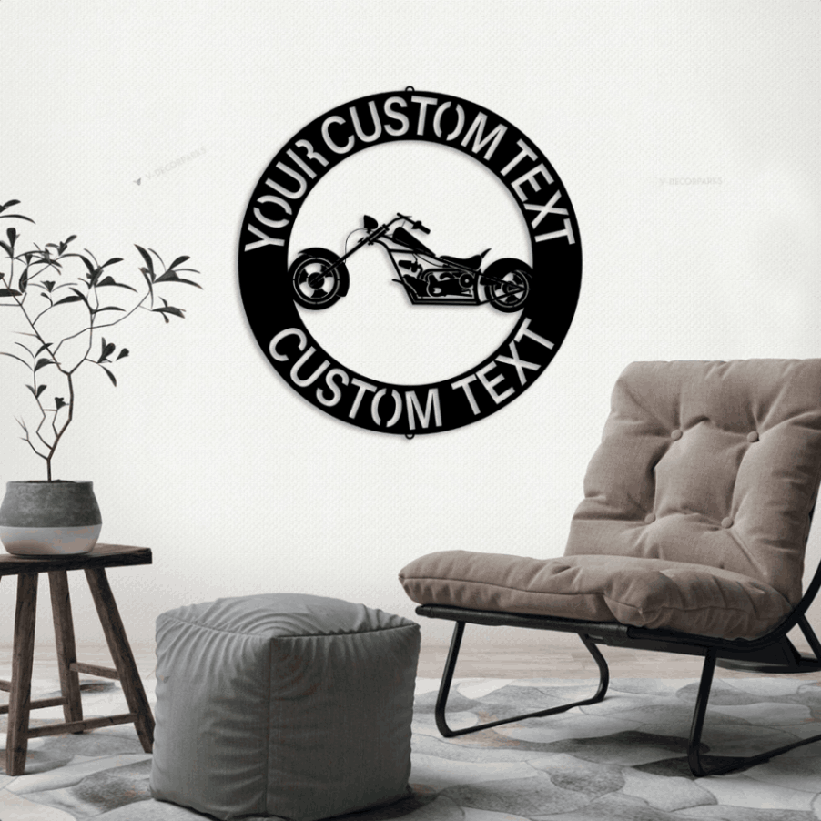 Custom Motorcycle Sign Led Lights, Garage Wall Art Gift Monogram Steel ...