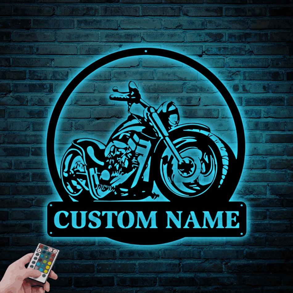 Custom Motorcycle Sign With Led Lights, Motorcycle Metal Wall Art, Cafe ...