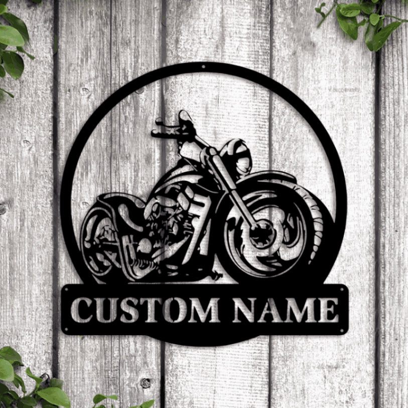 Custom Motorcycle Sign With Led Lights, Motorcycle Metal Wall Art, Cafe ...
