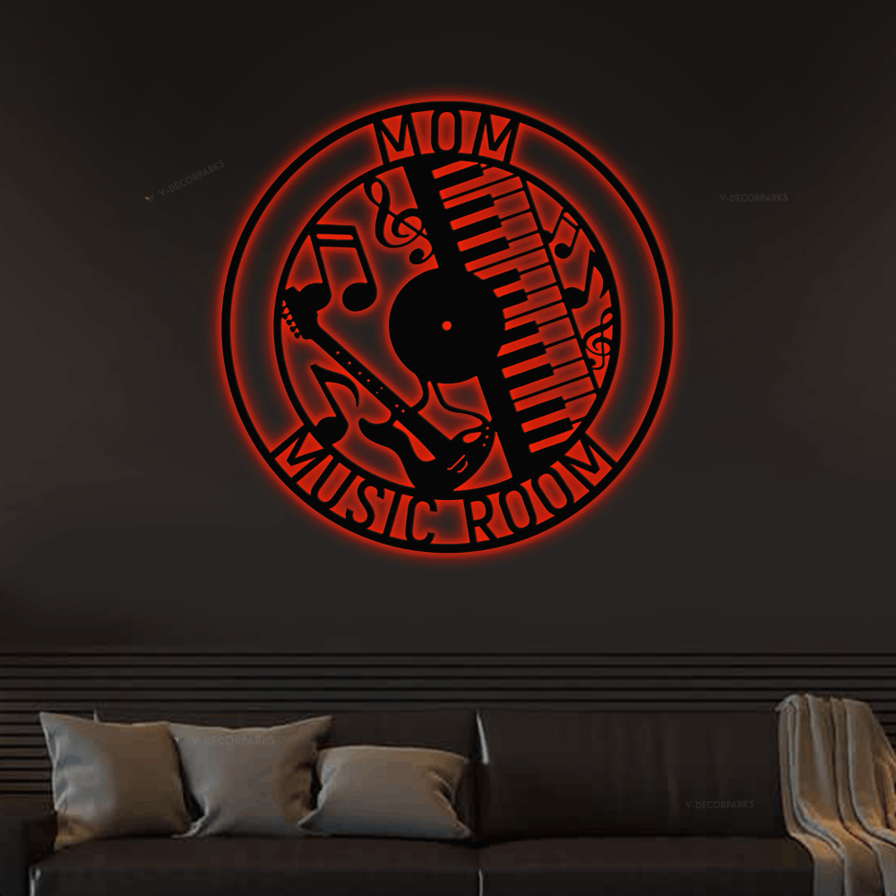 Custom Music Room Led Lights Sign, Music Studio Metal Sign ...