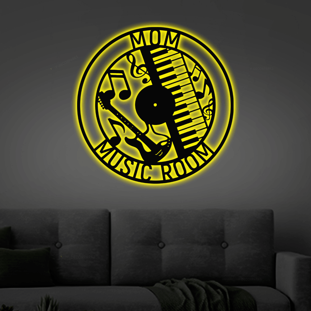 Custom Music Room Led Lights Sign, Music Studio Metal Sign ...