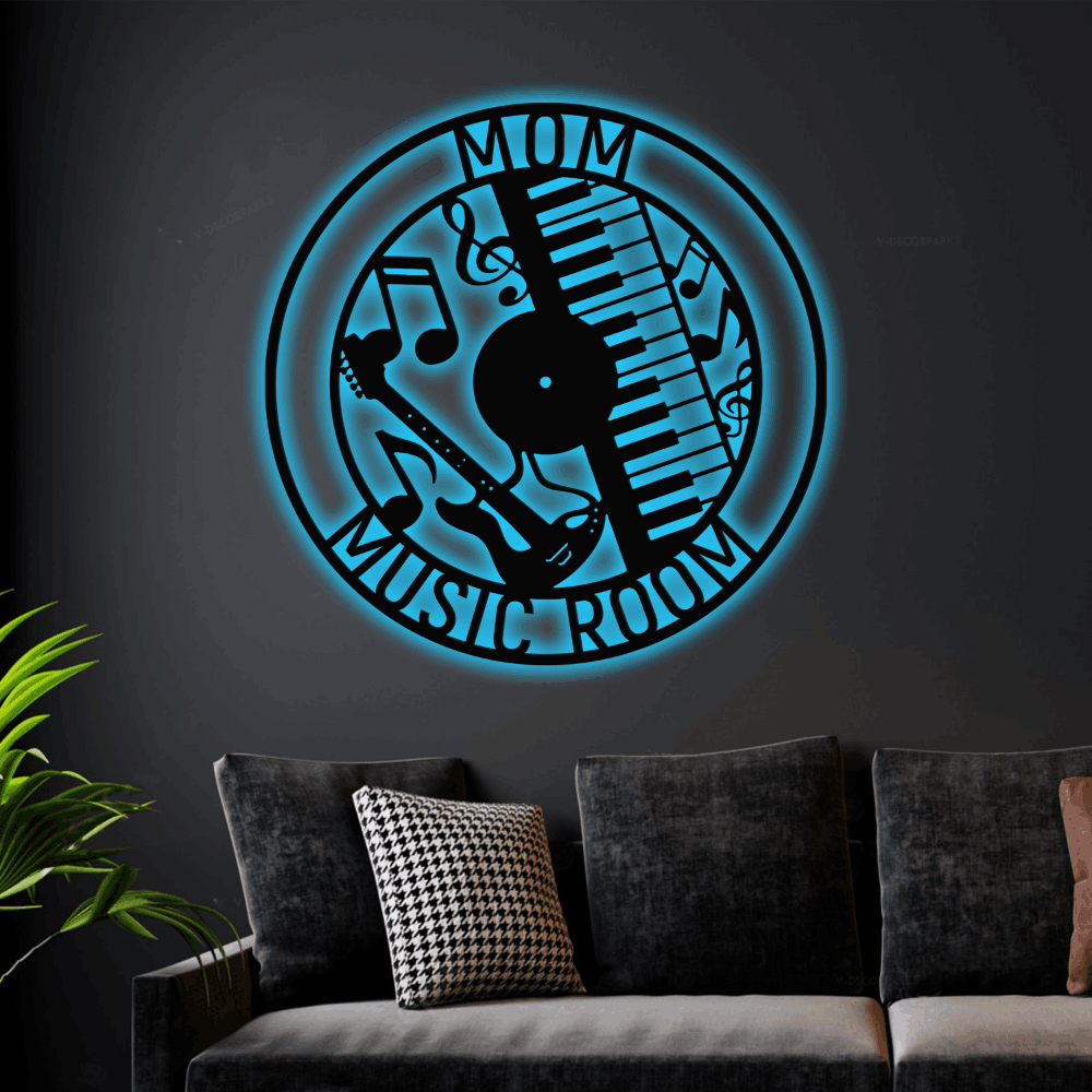Custom Music Room Led Lights Sign, Music Studio Metal Sign ...