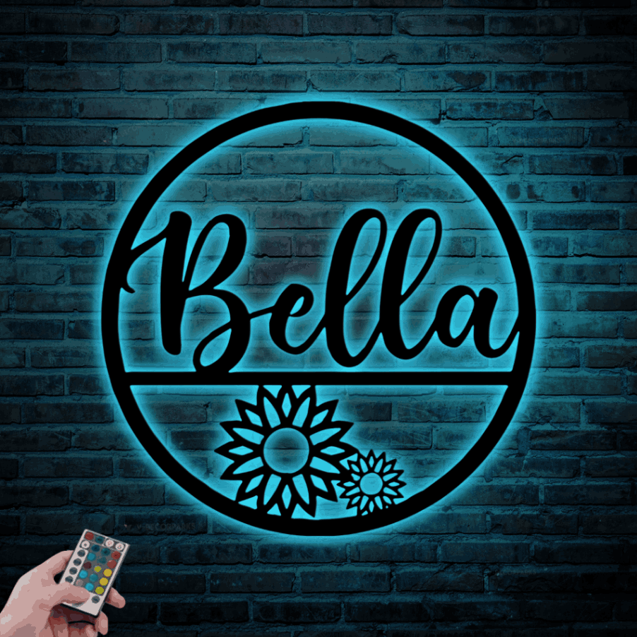 Custom Nursery Wall Art With Led Lights, Baby Name Sign Nursery Name ...