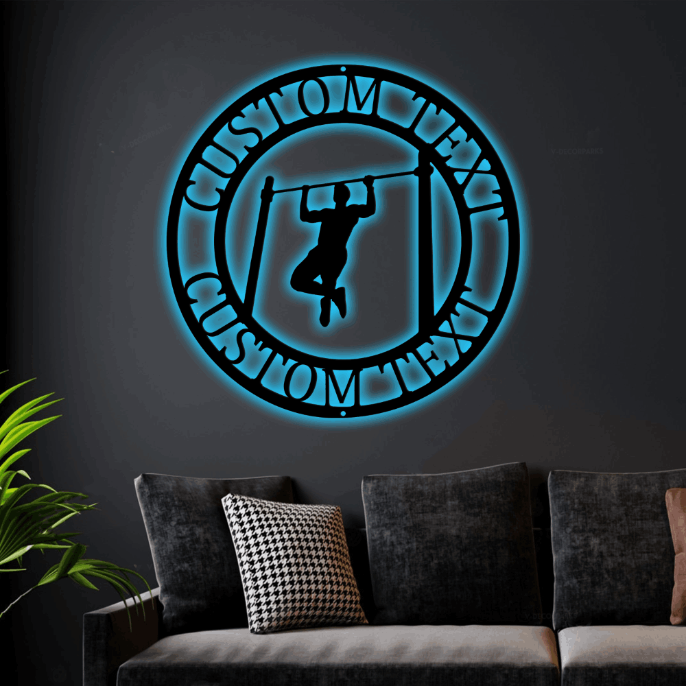 Custom Pull Up Sign With Led Lights Monogram Steel Sign, Personalize ...